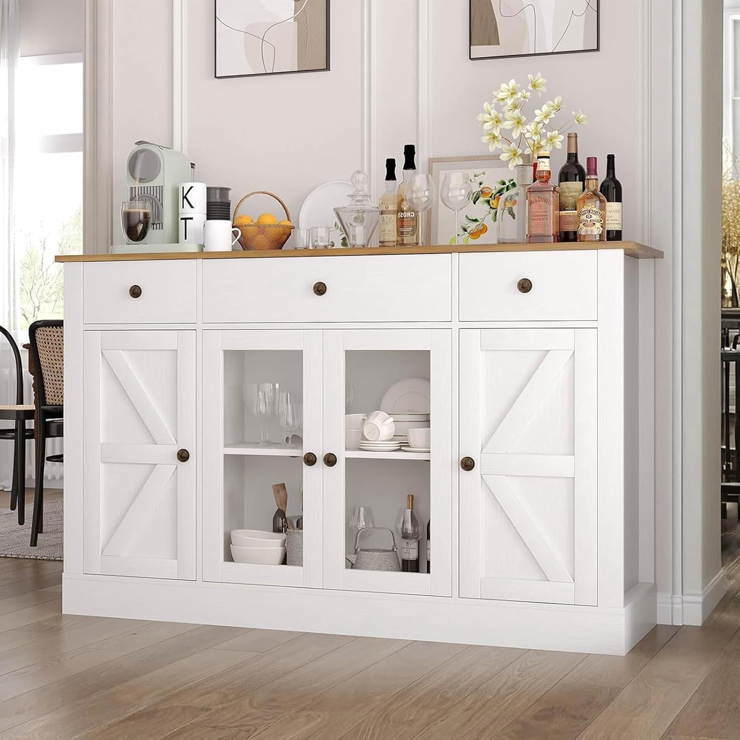 4 EVER WINNER Buffet Sideboard Cabinet with Storage, 55" Modern ...