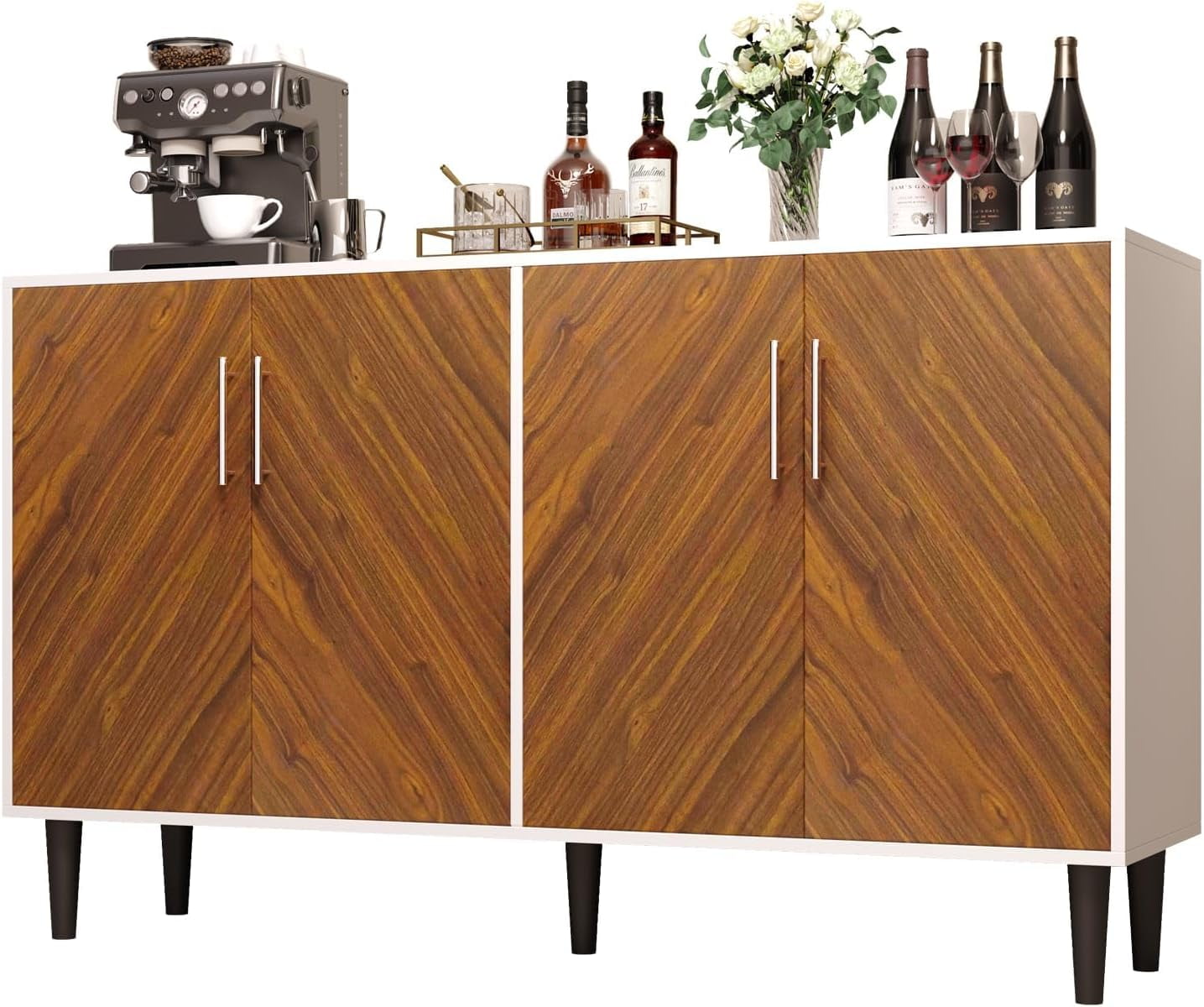 4 EVER WINNER Coffee Bar Cabinet with Storage, 58" Buffet Cabinet with ...