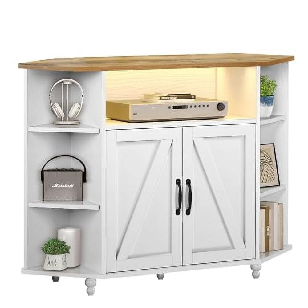 4 EVER WINNER Corner TV Stand, Corner Entertainment Center with LED ...
