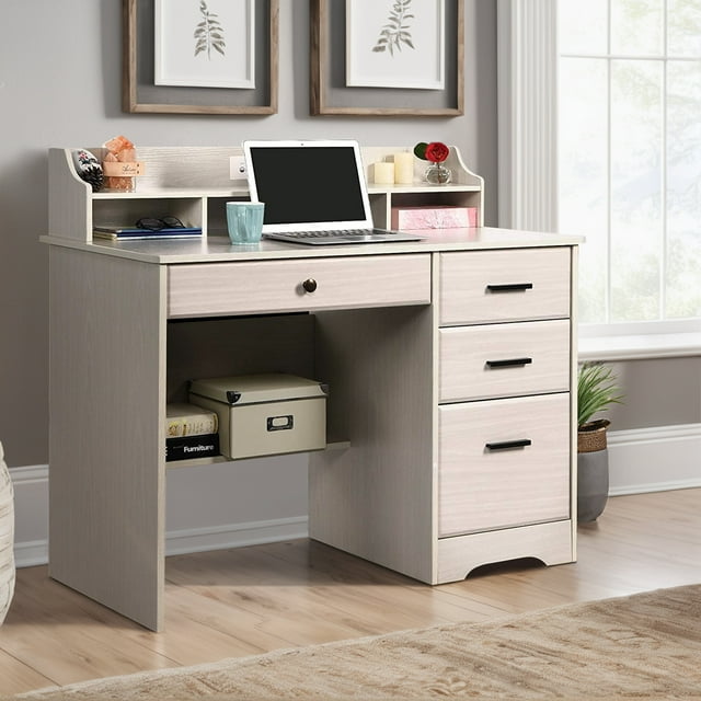 4 EVER WINNER Desk with 4 Drawers, Computer Desk with Hutch Shelf ...