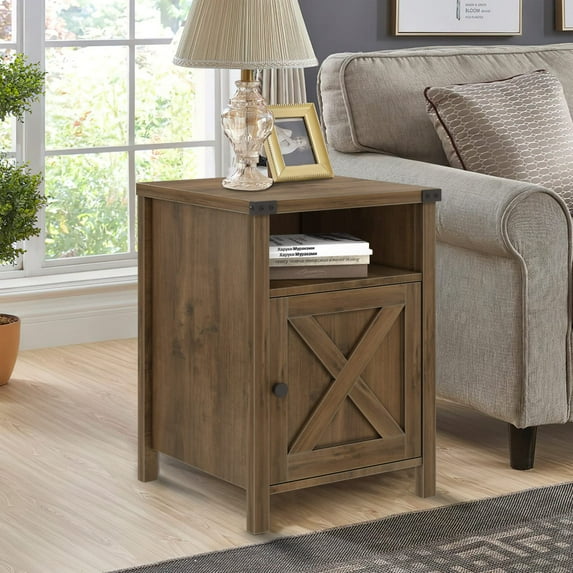 4 EVER WINNER Farmhouse Nightstand Set of 2, Rustic Dark Oak End Table ...