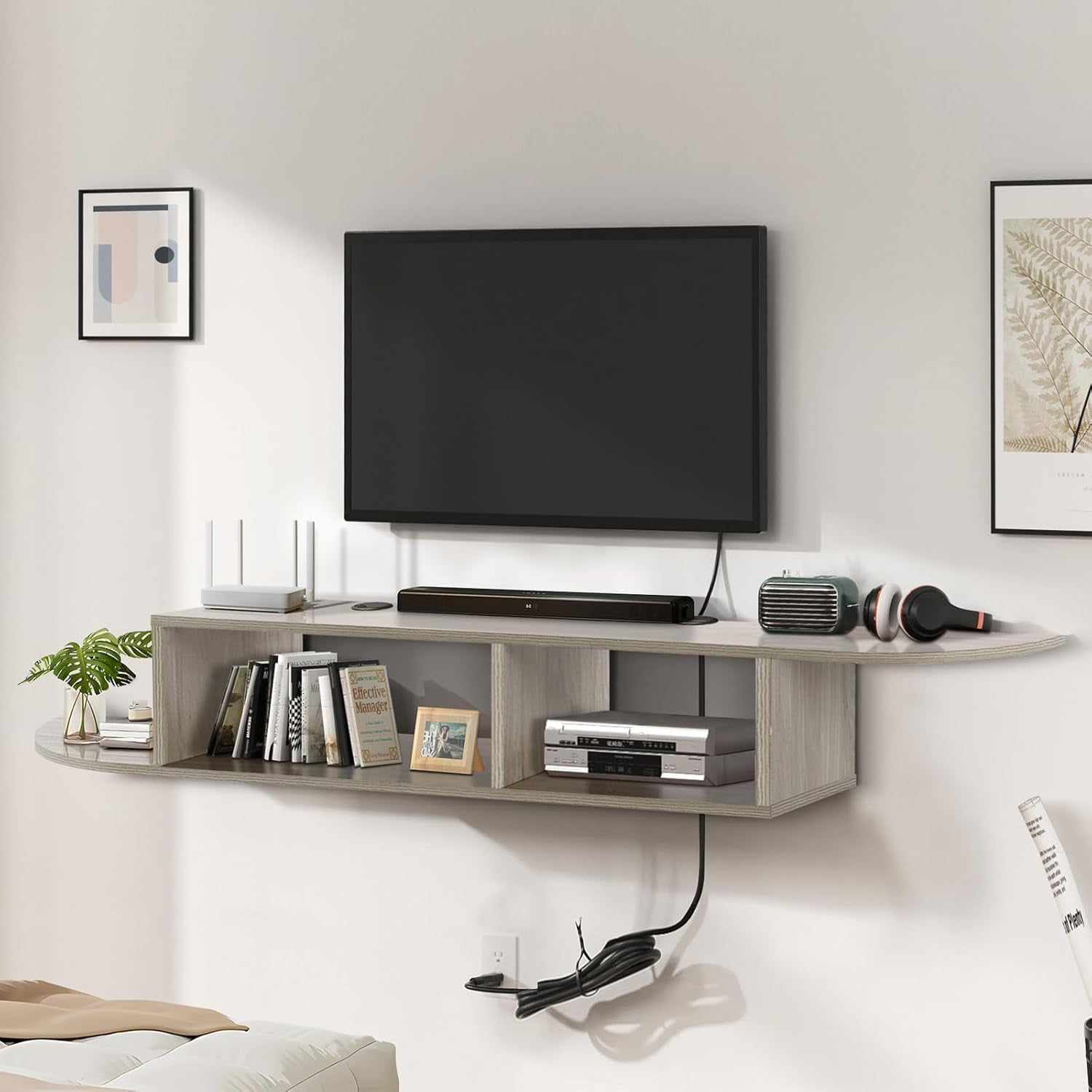 4 EVER WINNER Floating TV Shelf, 55" Floating TV Stand with Storage ...