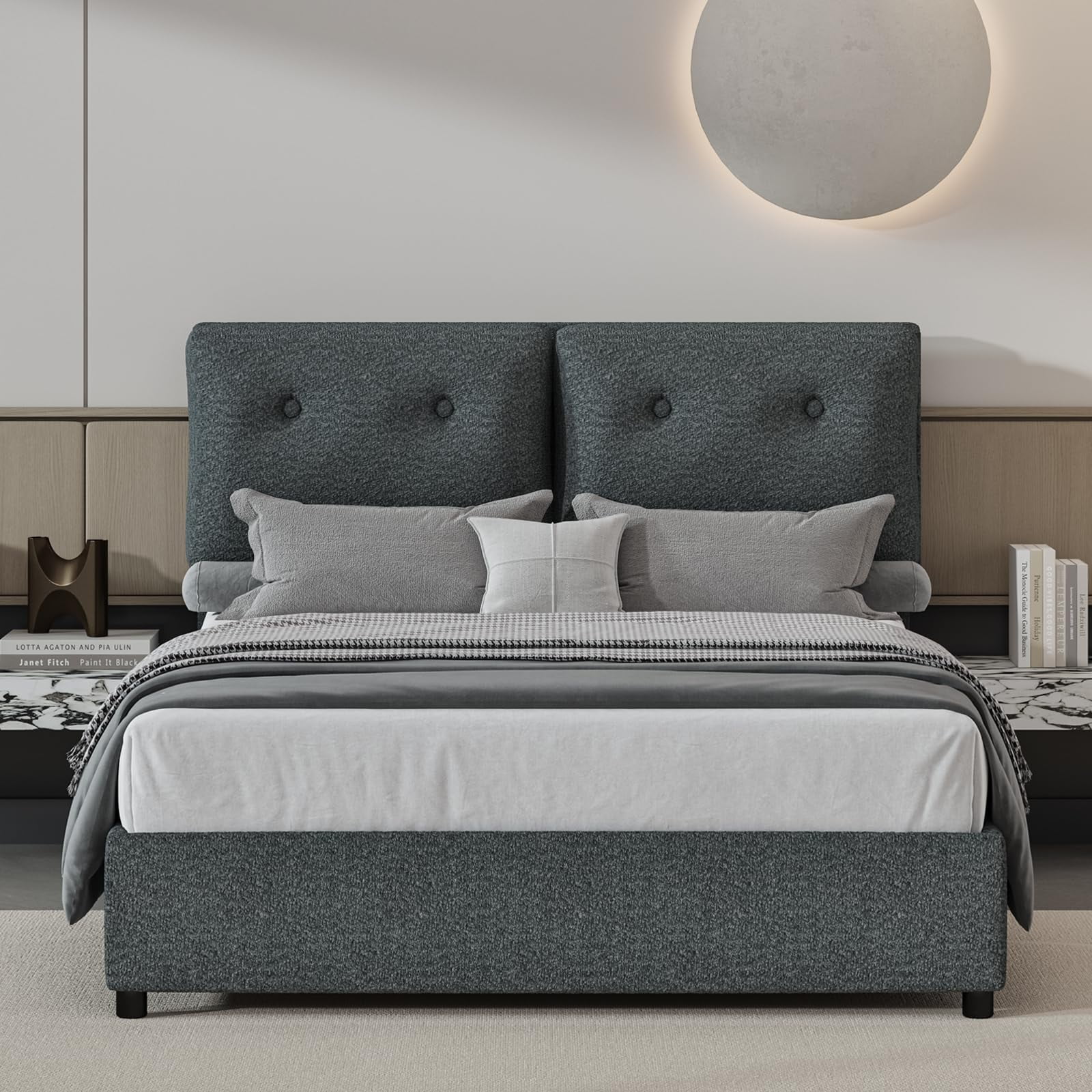 4 EVER WINNER Full Bed Frame, Full Size Bed Frame with Headboard ...