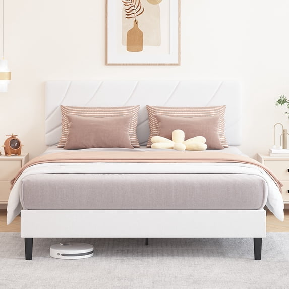 4 EVER WINNER Full Size Bed Frame with Adjustable Headboard, Full Bed ...