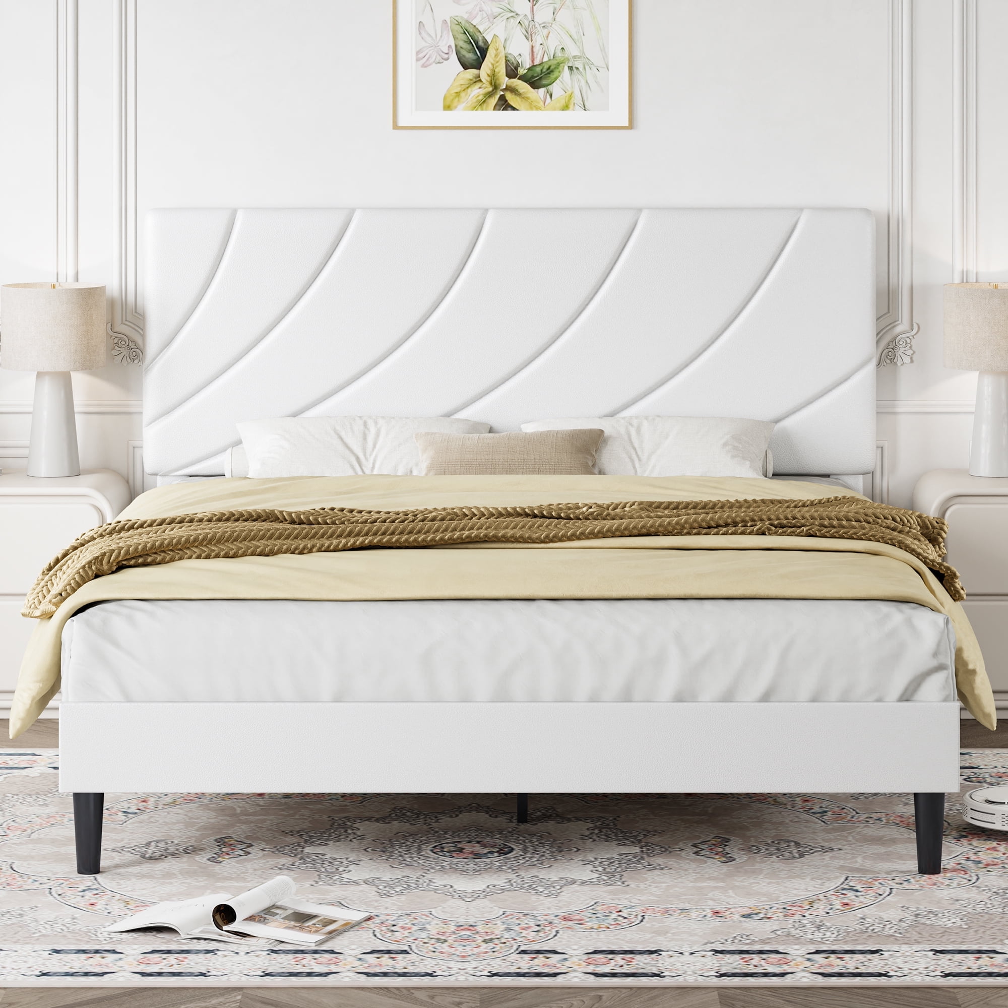 4 EVER WINNER Full Size Bed Frame, Full Bed Frame Platform Bed with ...