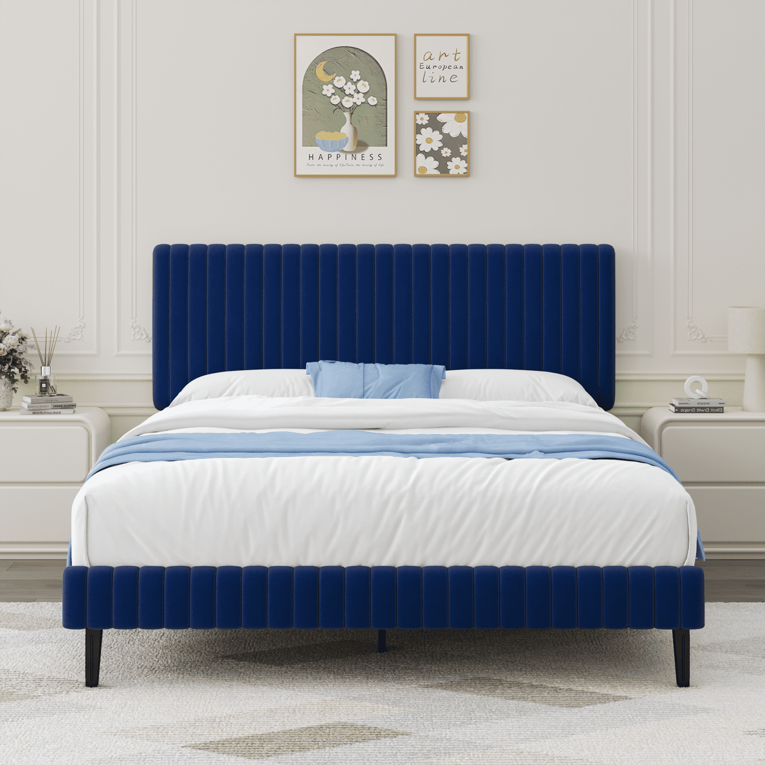 4 EVER WINNER Full Size Bed Frame, Full Size Upholstered Platform Bed ...