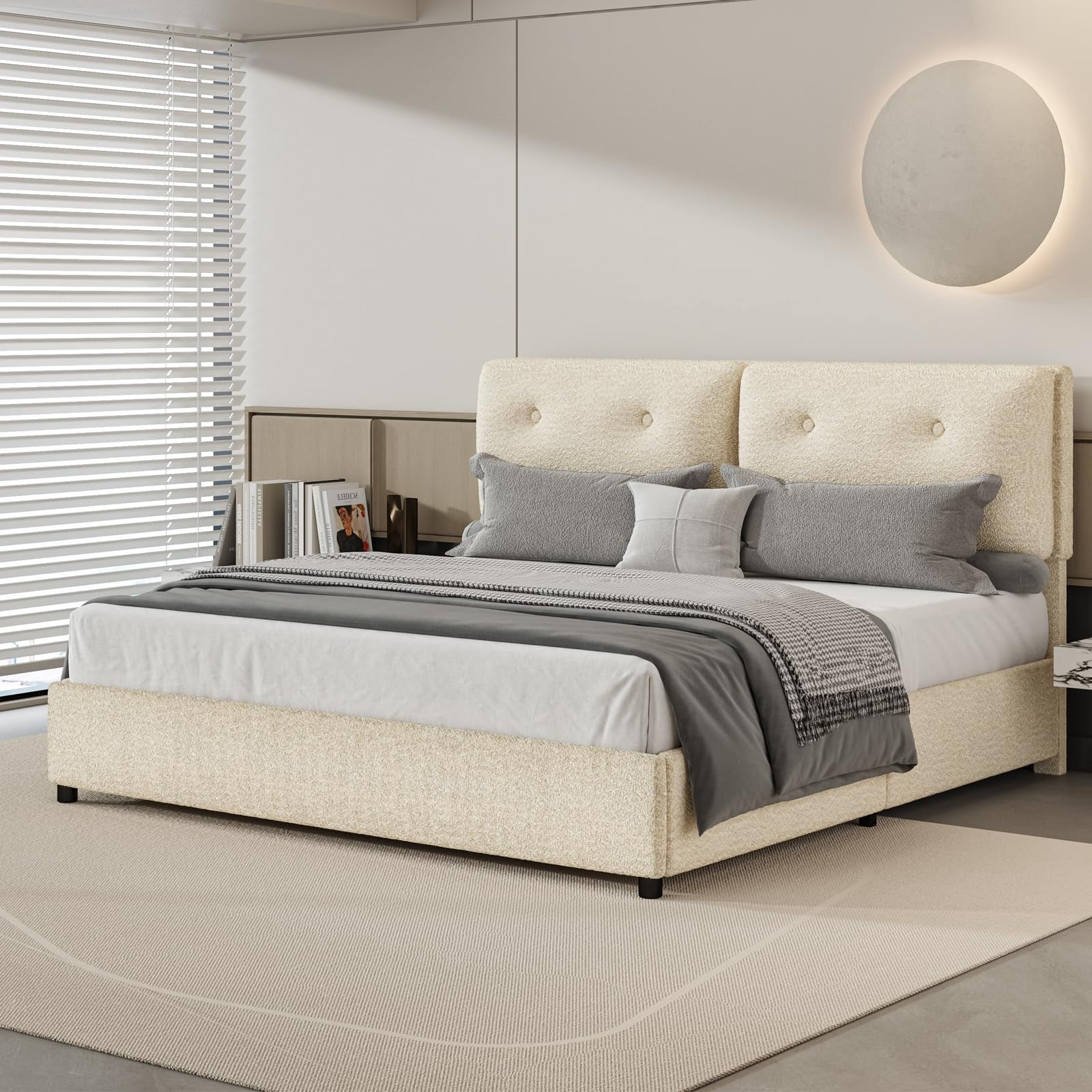 4 EVER WINNER King Bed Frame, King Size Bed Frame with Headboard ...