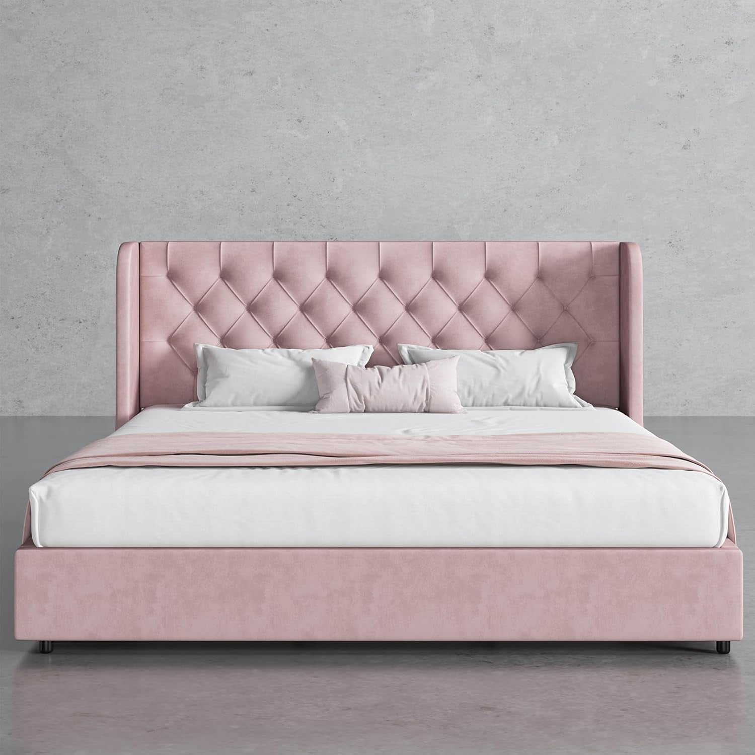 4 EVER WINNER King Size Bed Frame, Pink King Bed Frame, Modern ...
