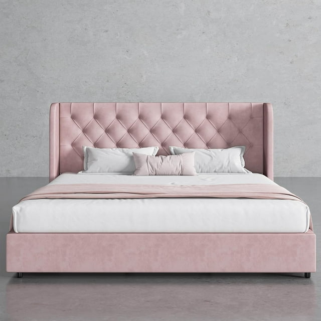 4 EVER WINNER King Size Bed Frame, Pink King Bed Frame, Modern ...