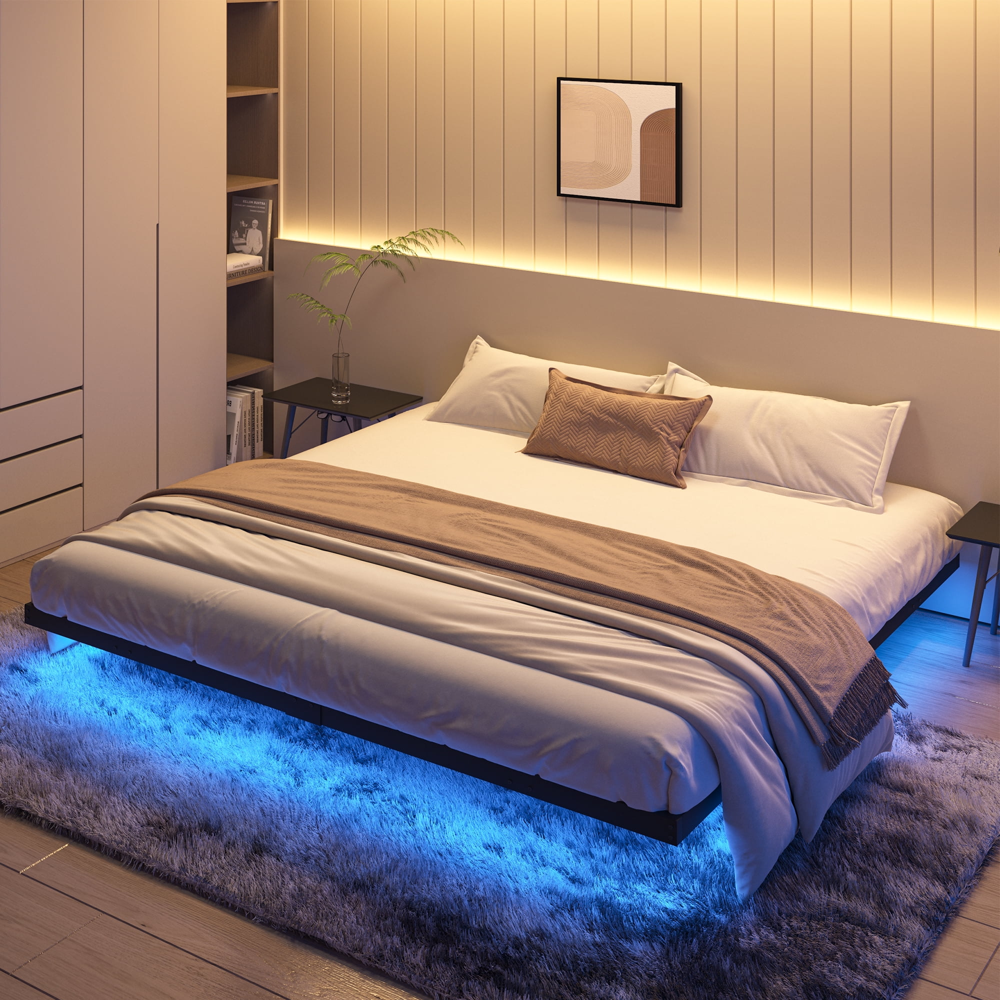 4 EVER WINNER King Size LED Bed Frame, King Metal Platform Bed Frame ...