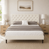 4 Ever Winner King Size Upholstered Platform Bed Frame with Headboard ...