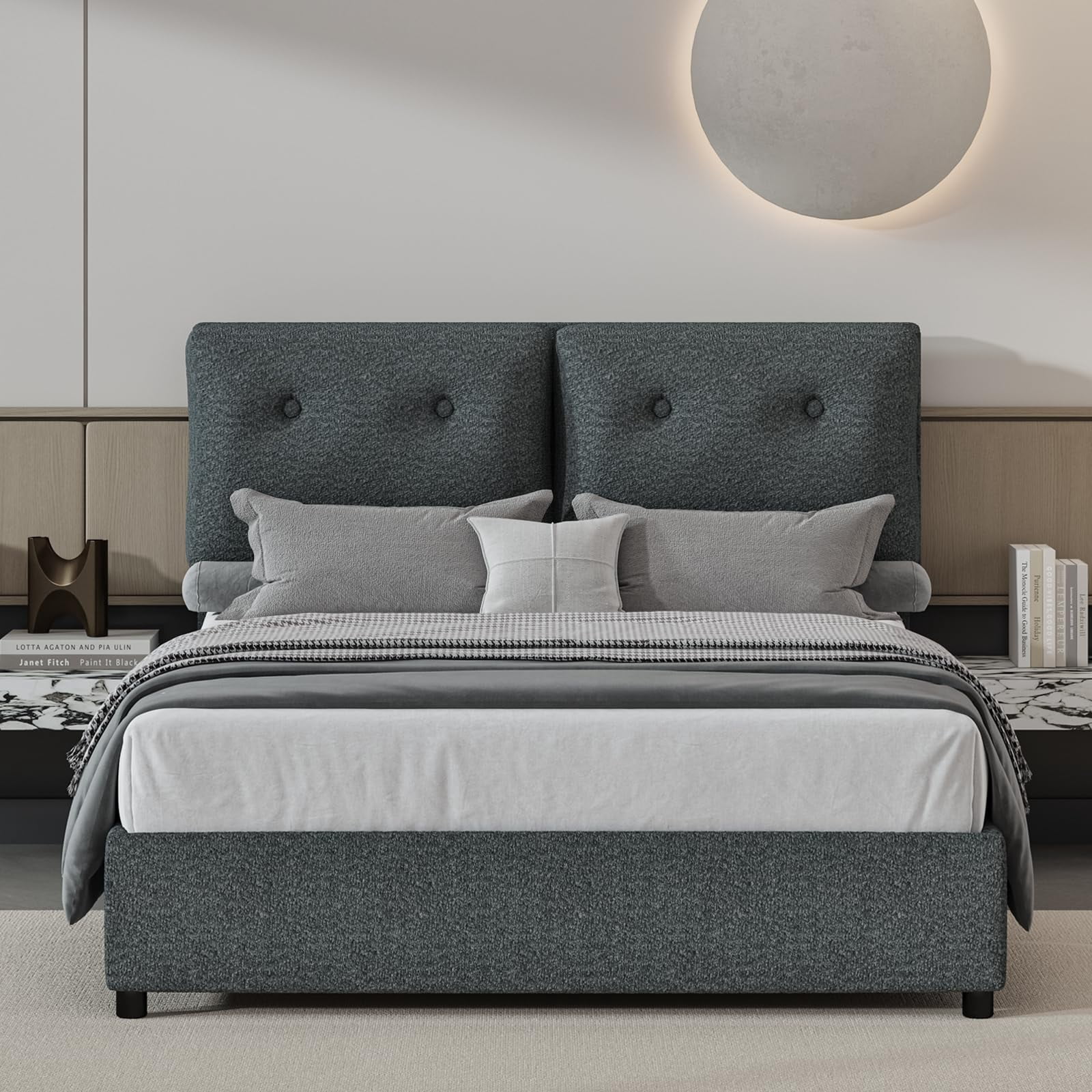 4 EVER WINNER Queen Bed Frame, Queen Size Bed Frame with Headboard ...