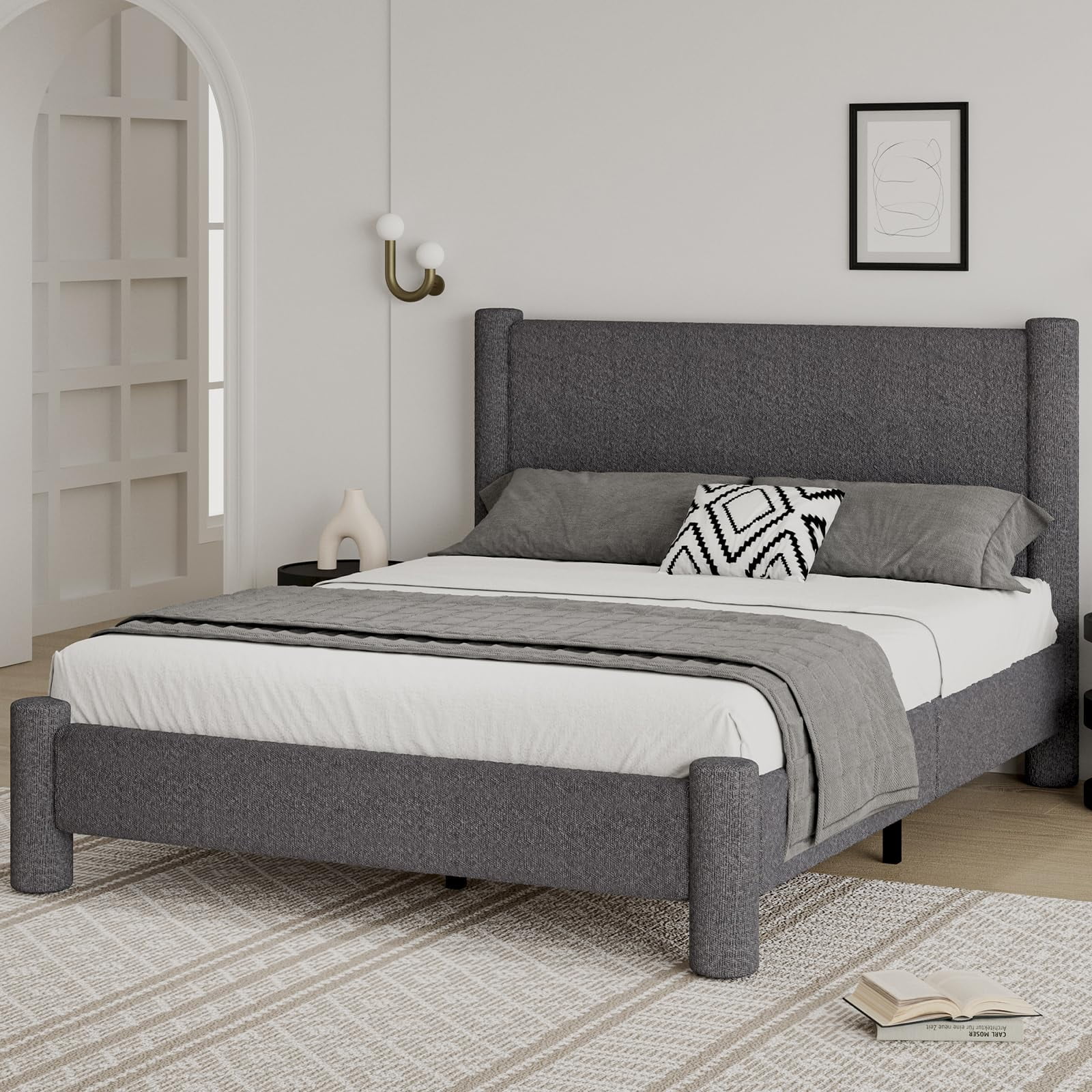 4 EVER WINNER Queen Bed Frame, Queen Size Bed Frame, Upholstered Queen ...