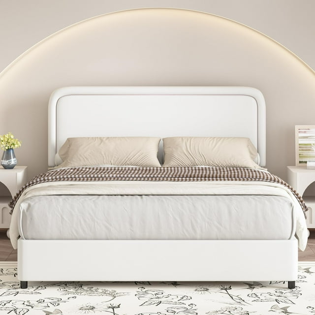 4 EVER WINNER Queen Size Bed Frame, Upholstered Platform Bed Frame with ...