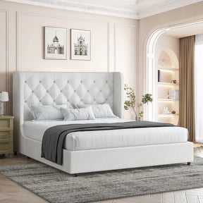 4 Ever Winner Full Size Foam and Leather Bed Frame with Durable LED ...