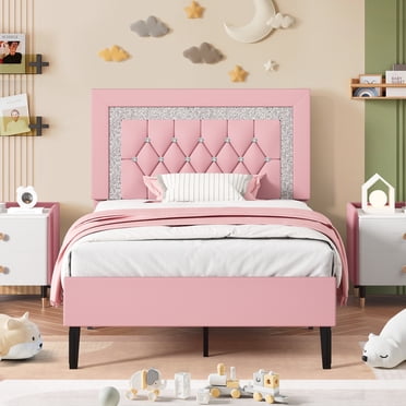 4 Ever Winner King Size Upholstered Platform Bed Frame with Headboard ...