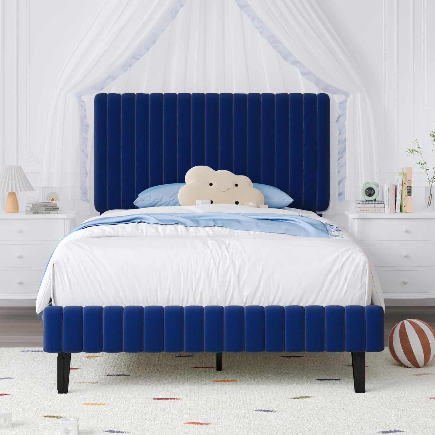 4 EVER WINNER Twin Size Bed Frame, Twin Size Upholstered Platform Bed ...