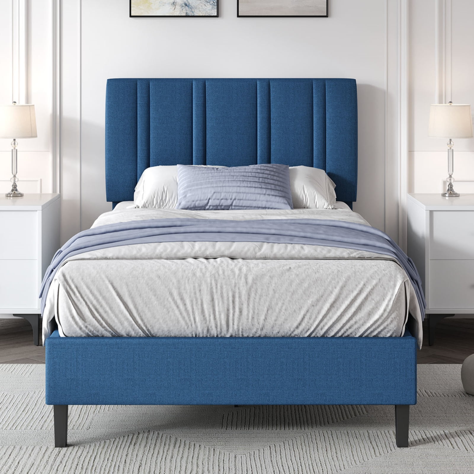 4 EVER WINNER Twin Size Bed Frame, Upholstered Platform Bed Frame with ...