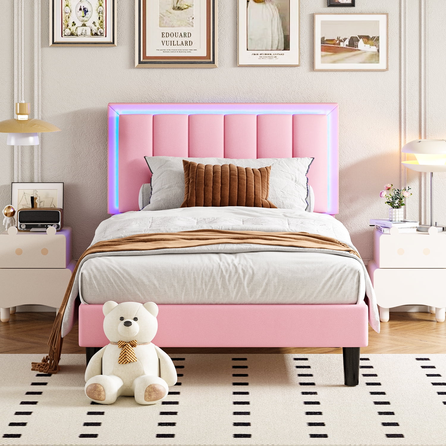 Light pink bed frame store