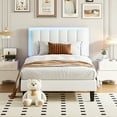 4 EVER WINNER Twin Size LED Bed Frame, White Twin Bed Frame with LED ...