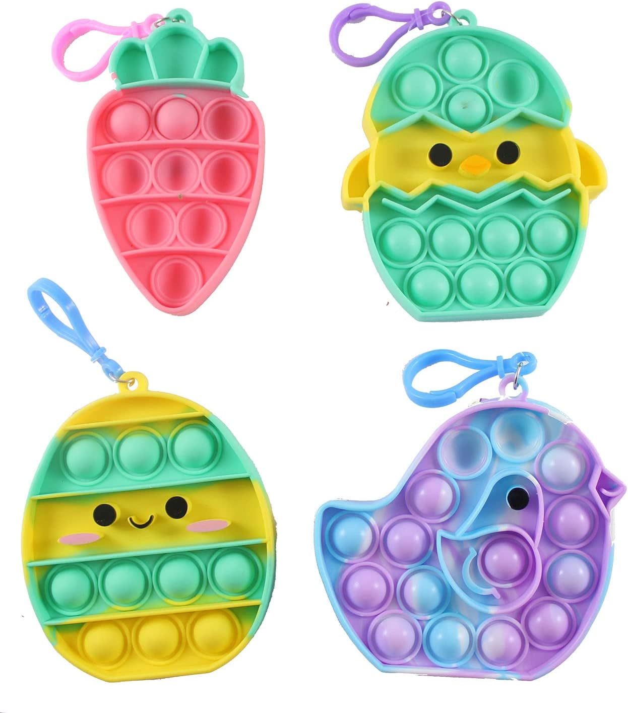 4 Easter Bubble Popper Toys - Bunny, Carrot, Egg, and Chick in Egg ...