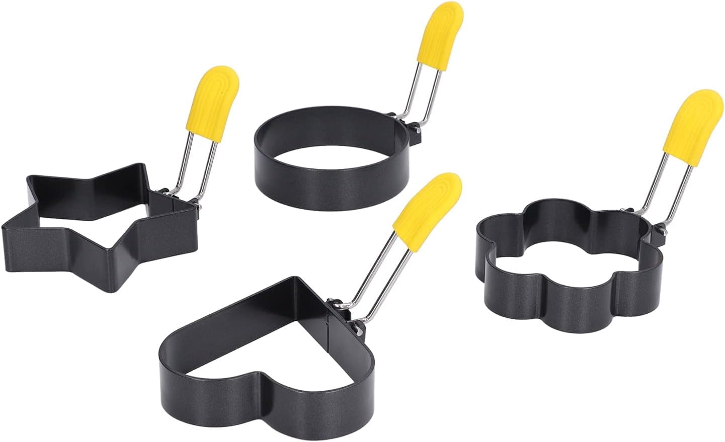 4 Egg Rings, Fried Egg Molds with Silicone Baking Brush and High ...