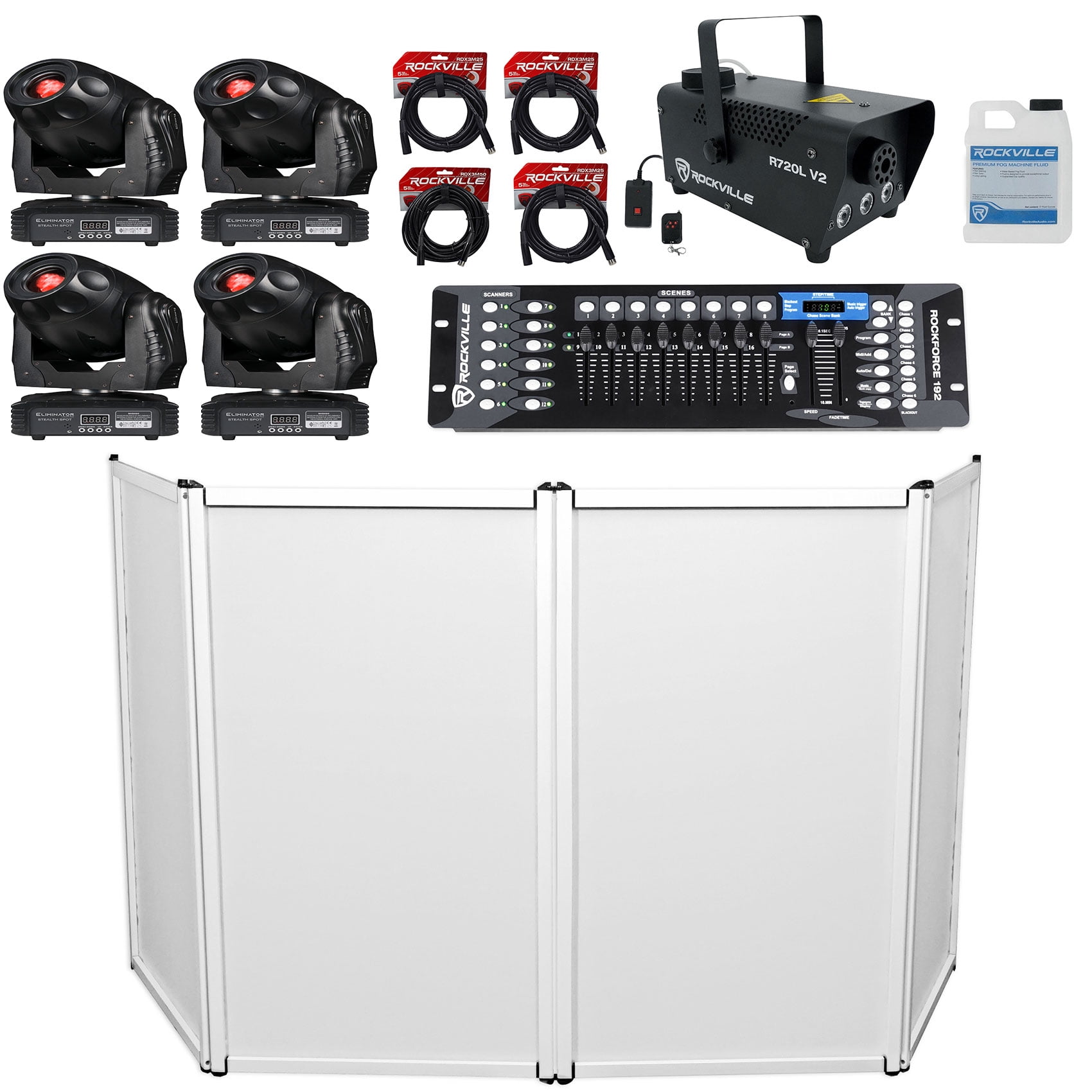 (4) Eliminator Stealth Spot LED Moving Head Lights+DMX Control+Facade ...