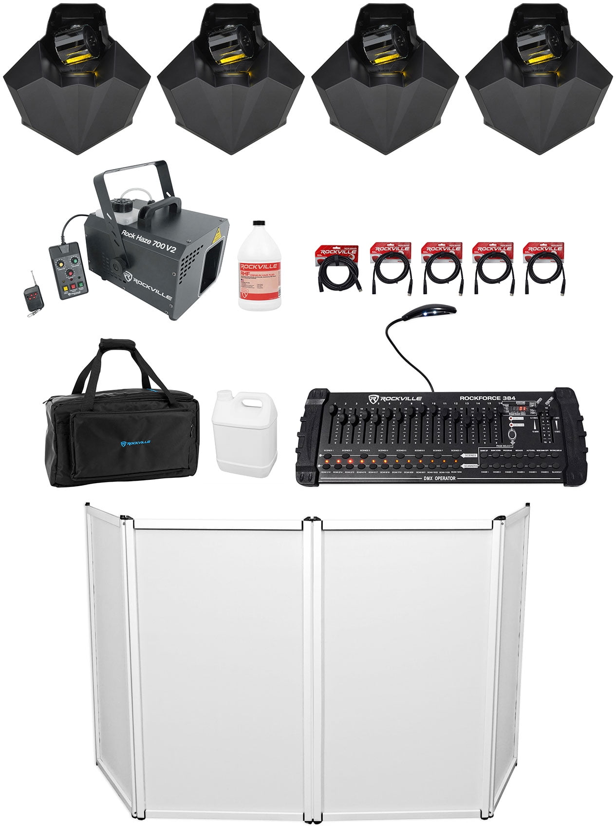 4) Eliminator VORTEX Moonflower Effect Lights w/Mirror Barrel+DMX ...