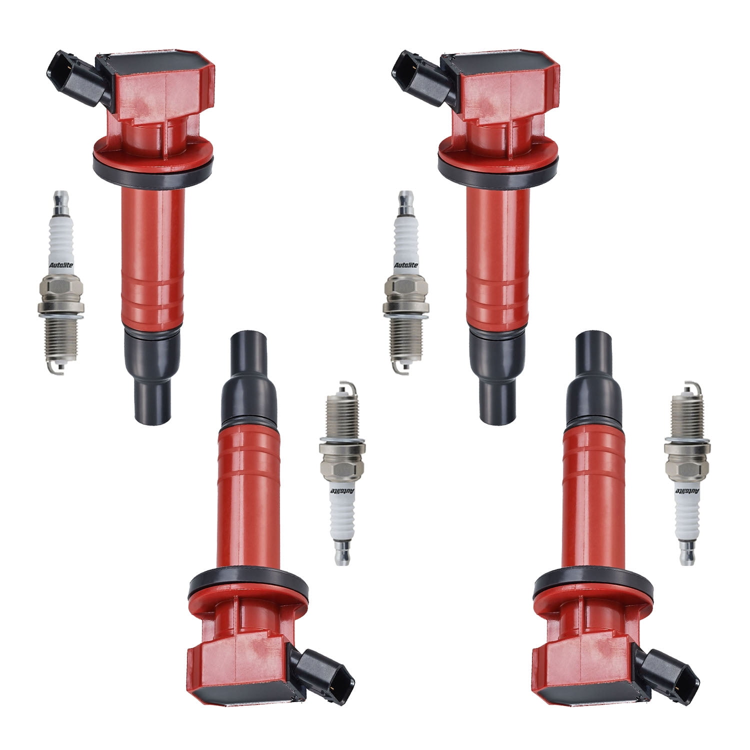4 Energy Ignition Coils and 4 Autolite Spark Plugs Compatible with Toyota Matrix Corolla 1.8L ...