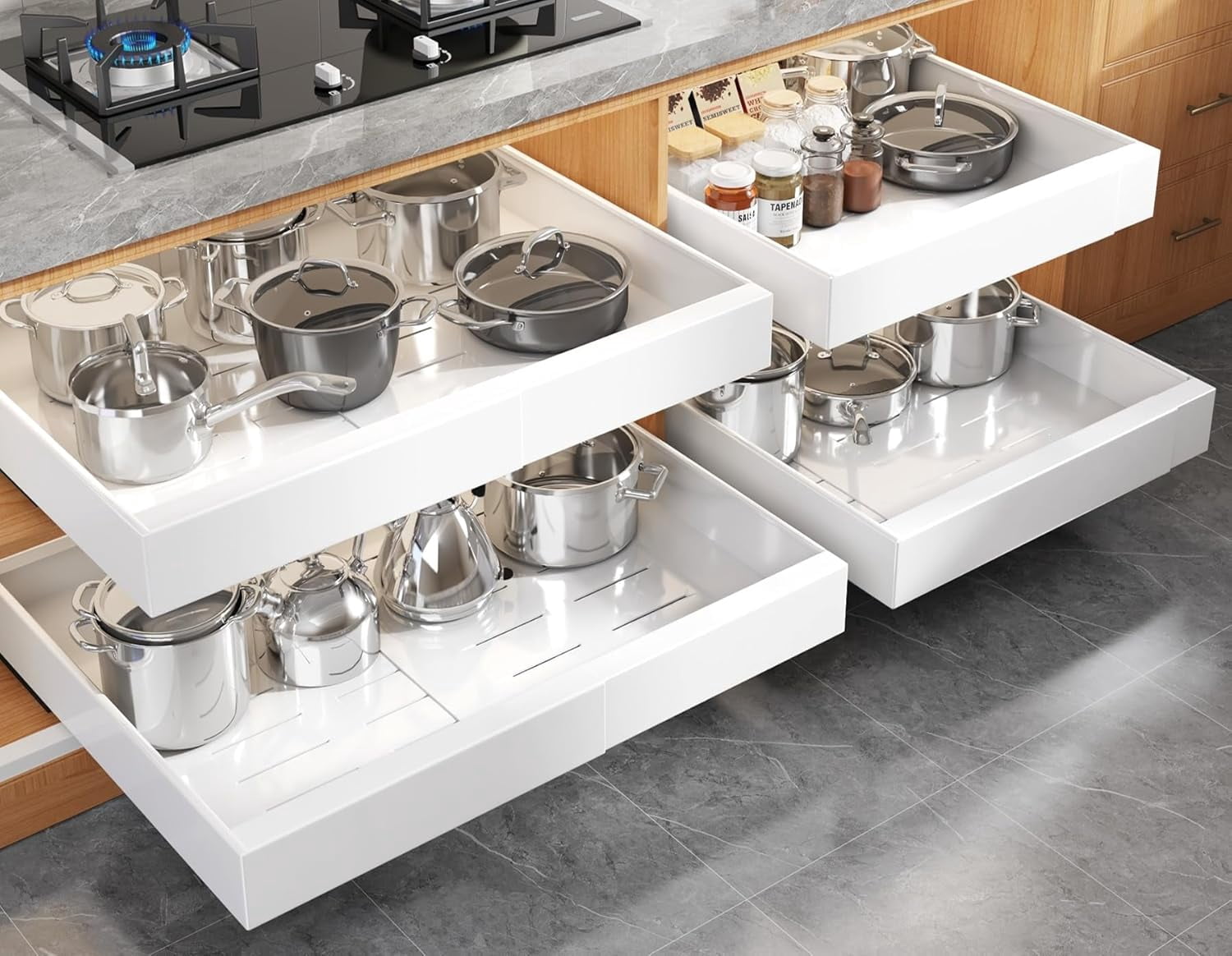 4 Expandable Cabinet Organizer 21"Deep With Raising Pad for Framed ...