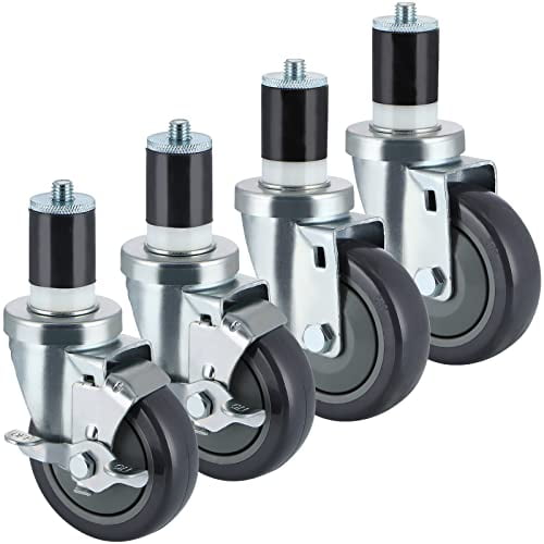 4" Expanding Stem Casters, Stainless Steel Work Table Caster Wheels ...