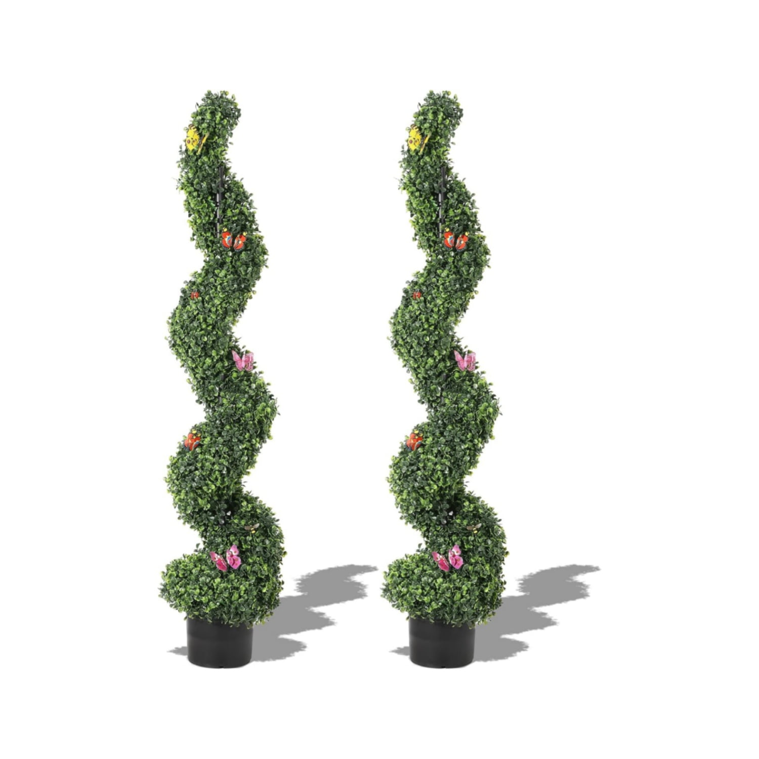 4 FT Artificial Boxwood Spiral Topiary Trees, Artificial Plants Outdoor ...