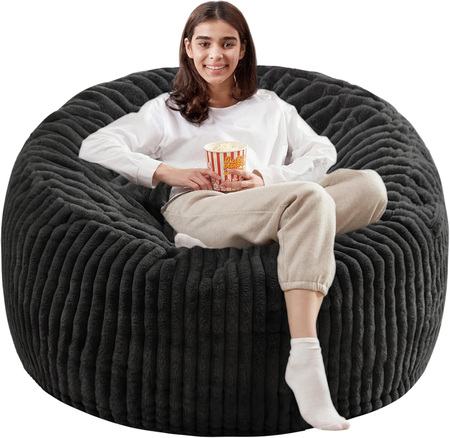 4 FT Bean Bag Chair: 4' Bean Bags with Memory Foam Filled, Large ...