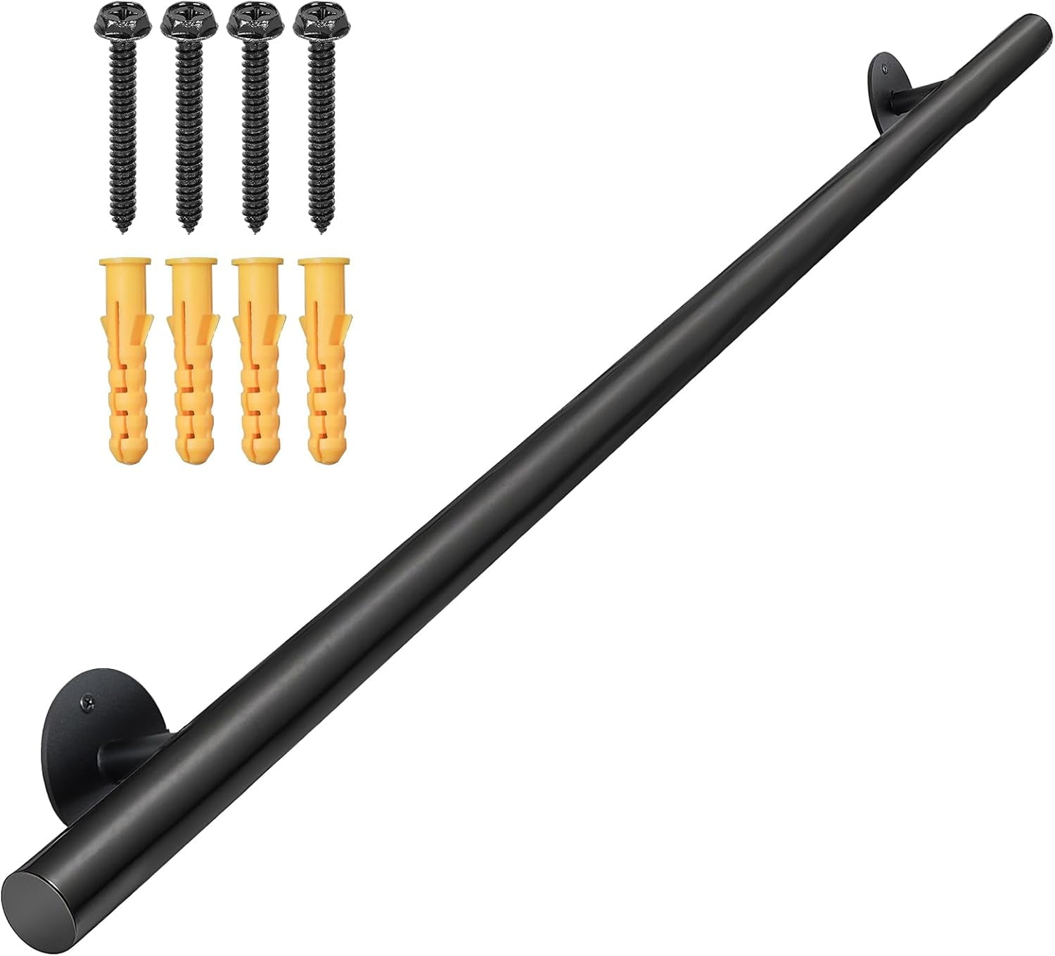 4 FT Black Metal Hand Rails for Indoor Stairs - 48 Inch Wall Mounted ...