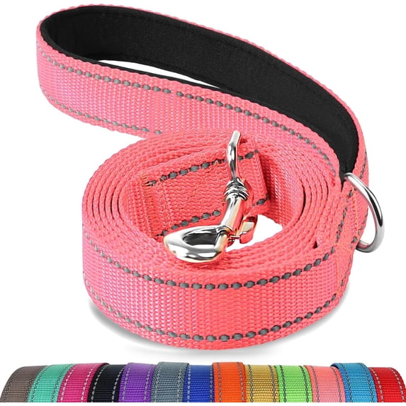 4 FT Double-Sided Reflective Dog Leash with Padded Handle, Heavy Duty ...