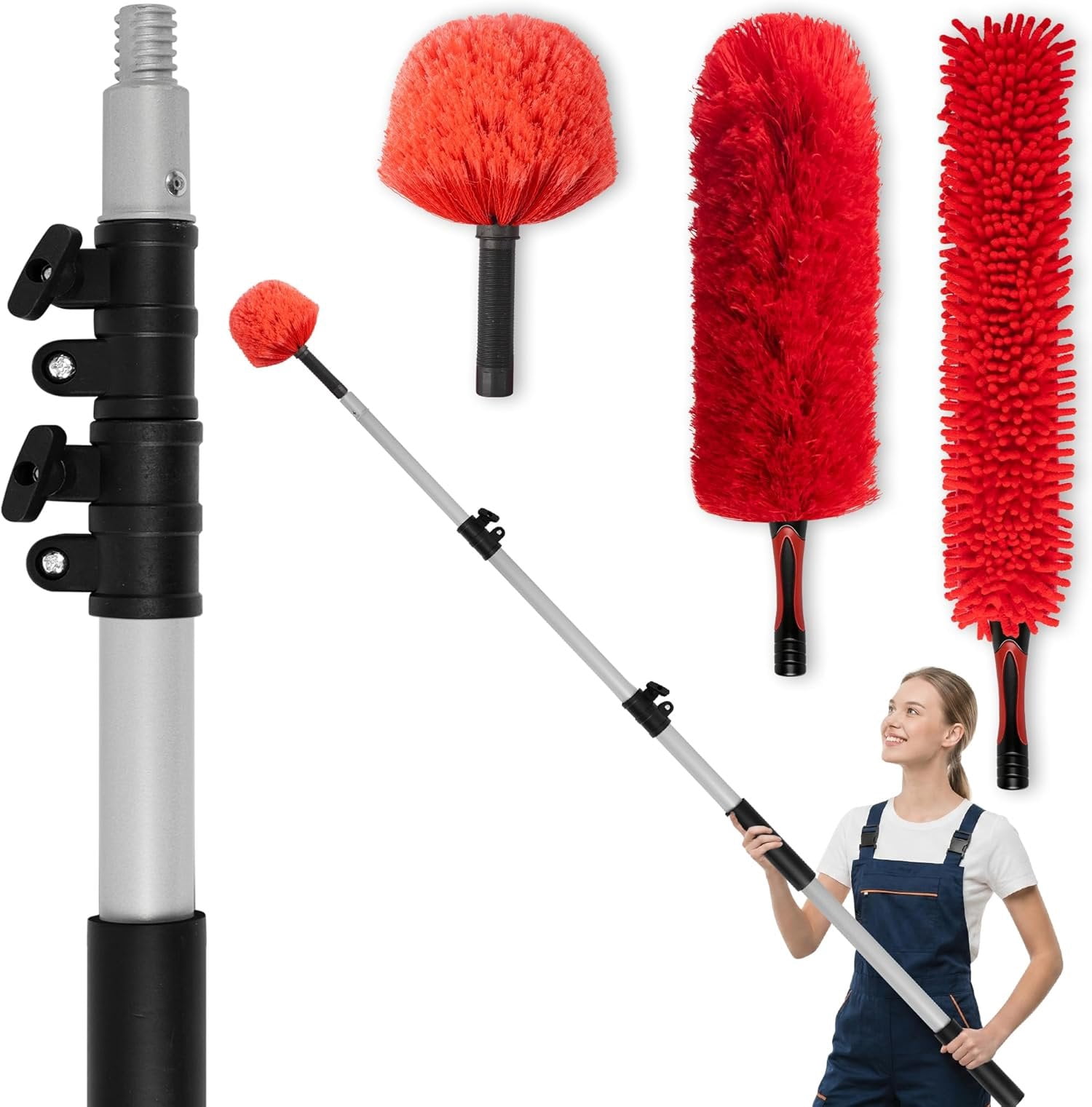 4 FT Duster with Extension Pole, 8 FT High Ceiling Fan Cleaner Duster ...