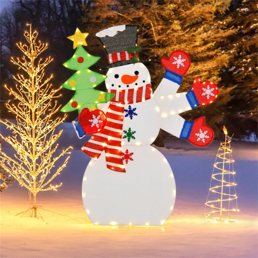 4 FT Lighted Christmas Snowman, Lighted Standing Snowman Sign with ...