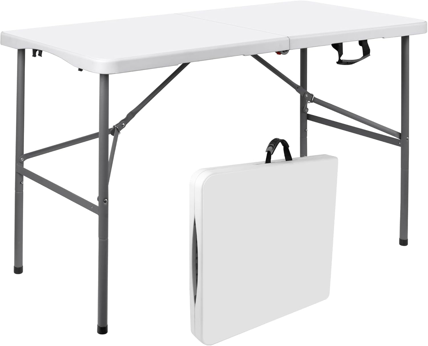 4 FT Portable Folding Table,Fold-in-Half Adjustable Foldable Table with ...
