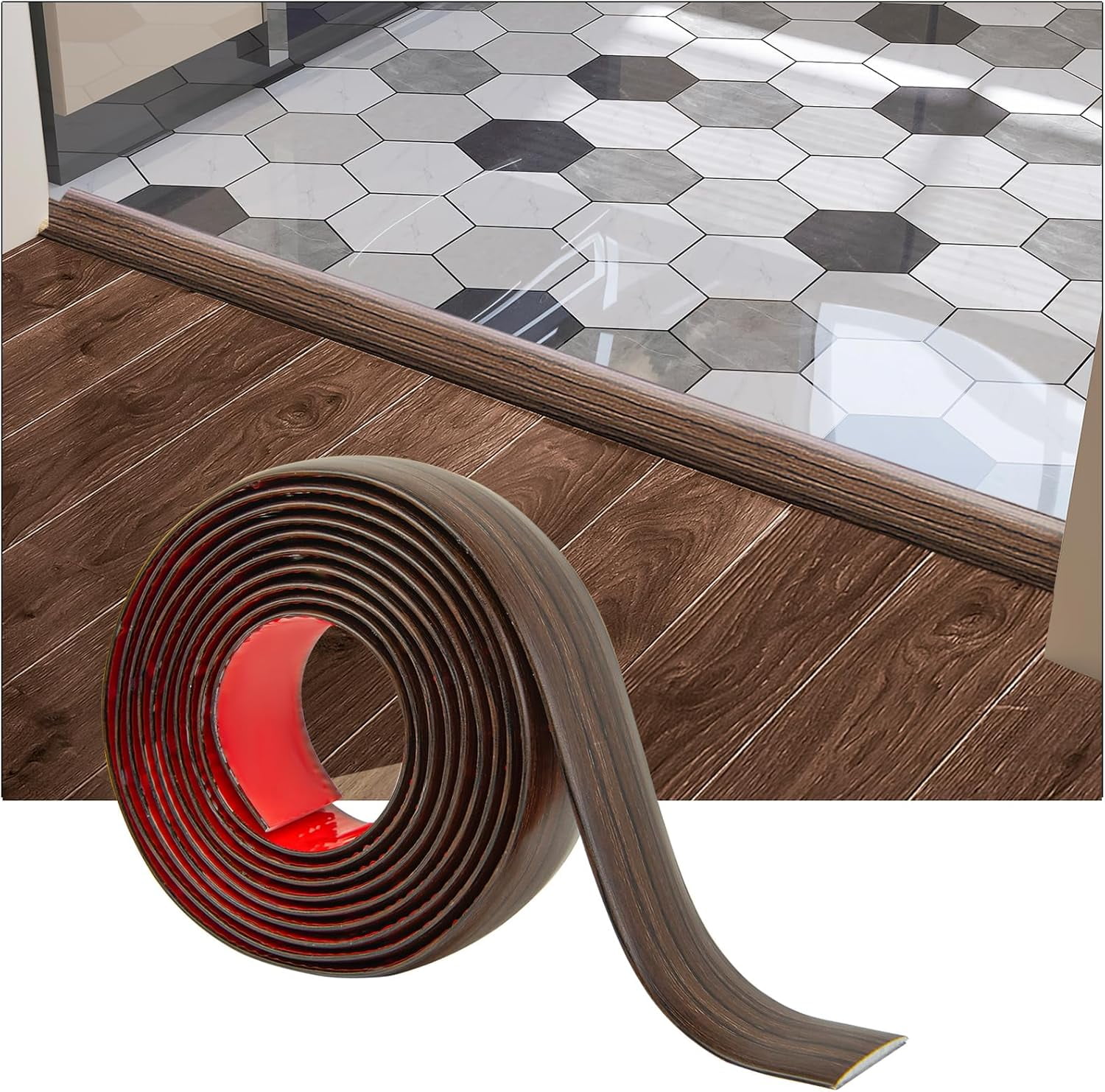 4 FT Self Floor Transition Strip, Laminate Strip Flat Divider for ...