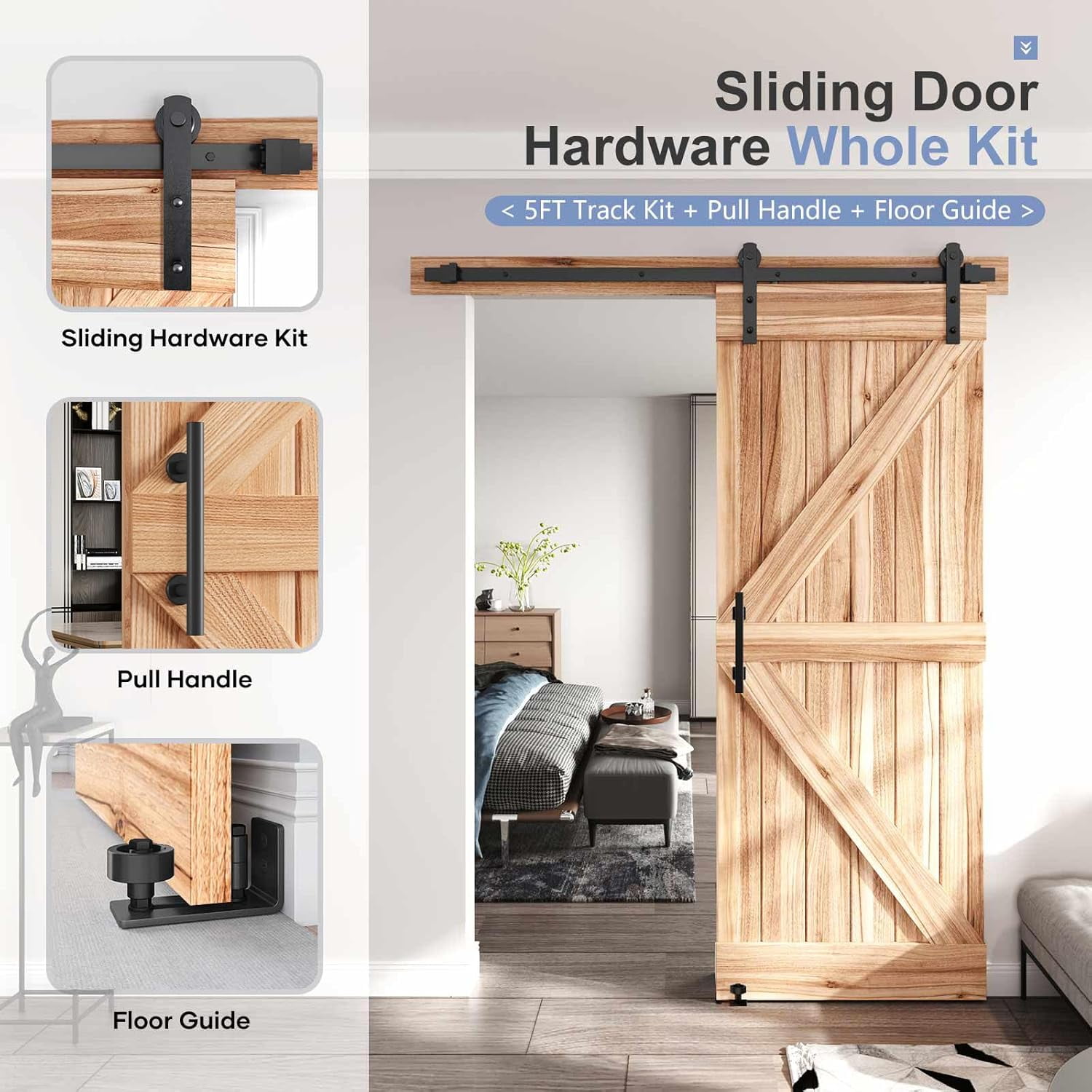 4 FT Sliding Barn Door Track and Handle Hardware Kit - Walmart.com