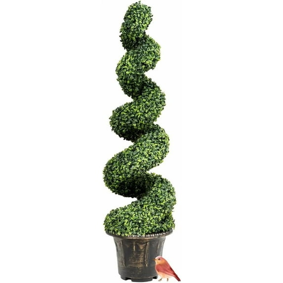 4 FT Spiral Boxwood Topiary Tree, Artificial Boxwood Spiral Tree with ...