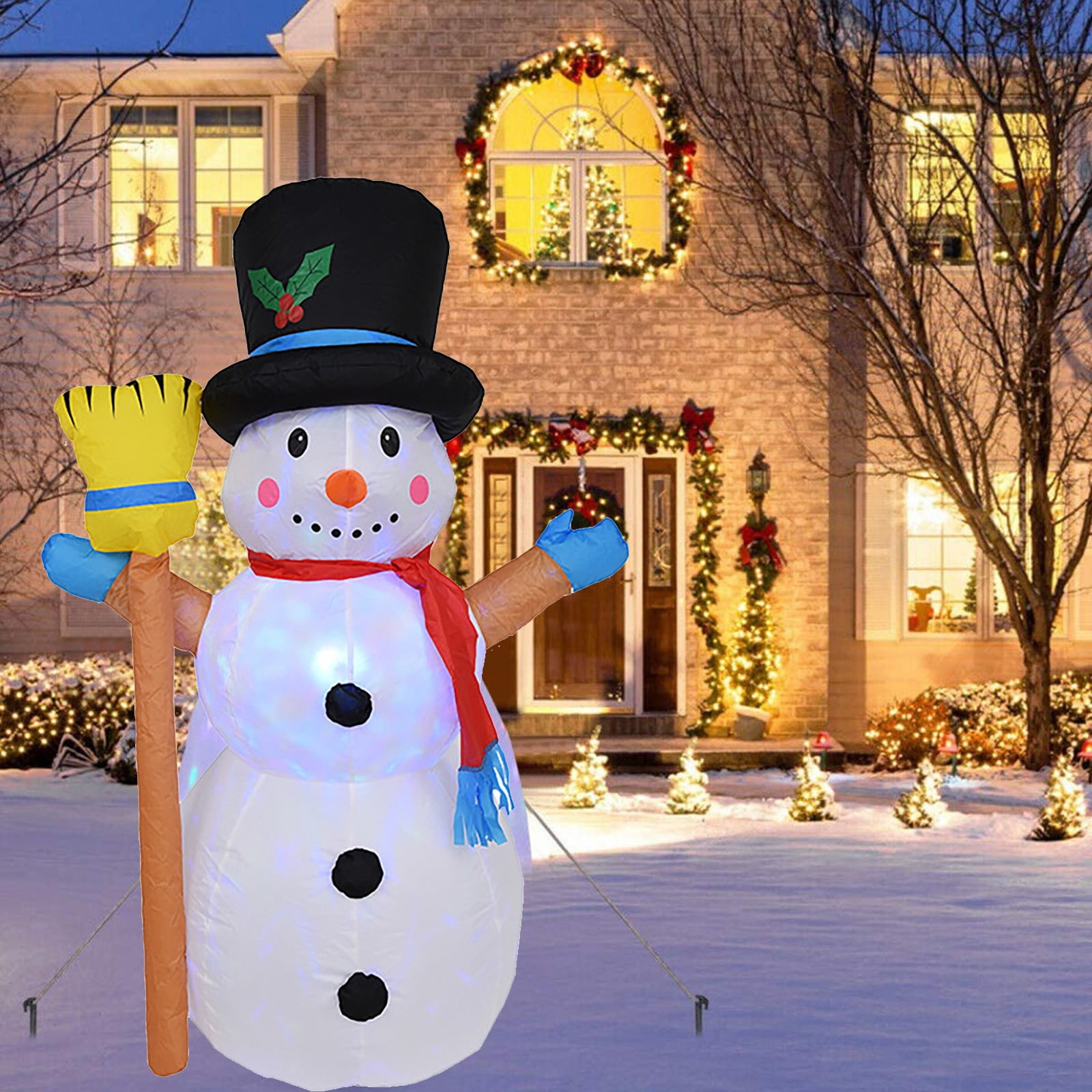 4 FT Tall Christmas Inflatables Snowman Outdoor Decorations with Built ...