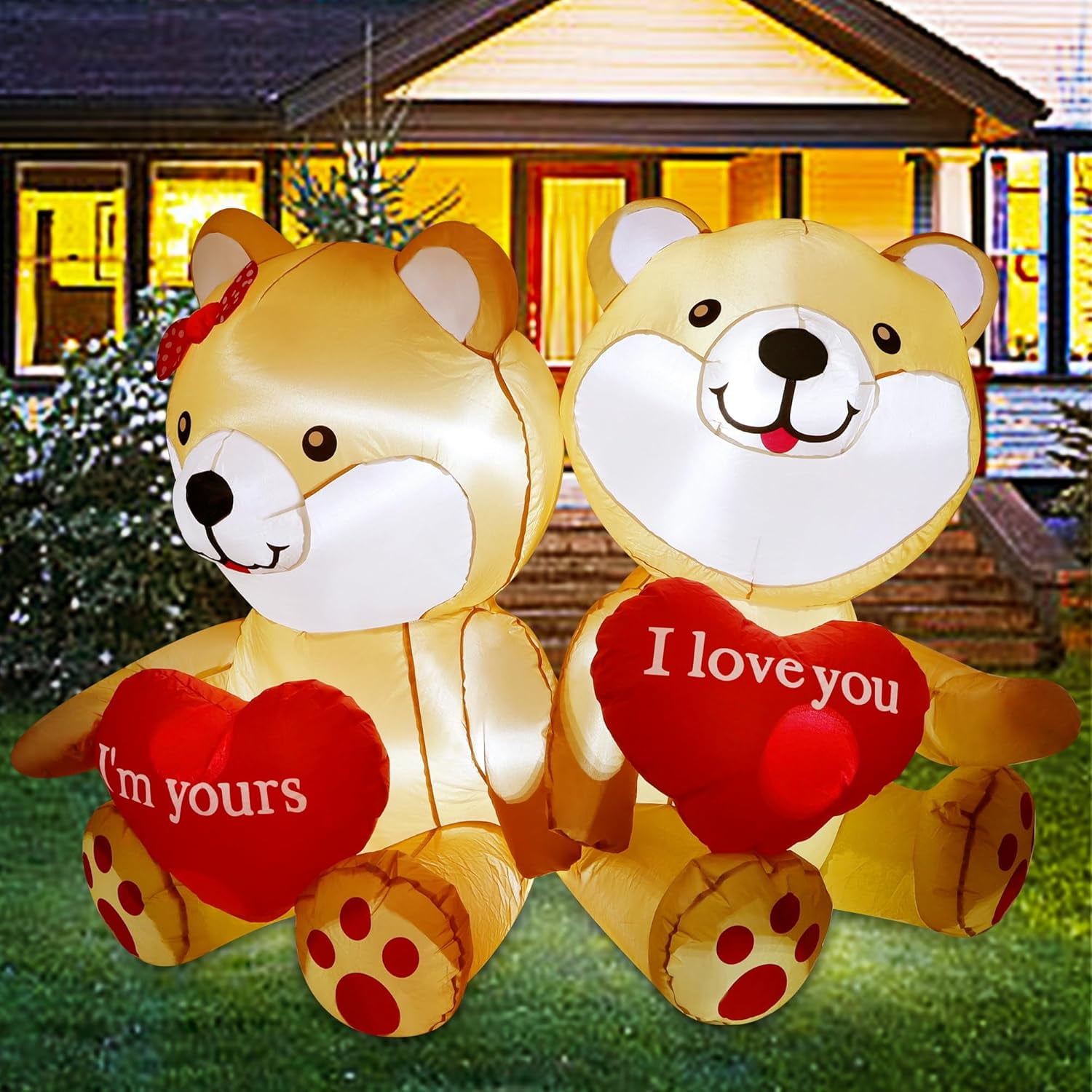 4 FT Valentines Day inflatables Outdoor Decorations, Cute Bear with ...