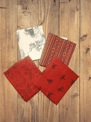 4 Fat Quarters - Assorted Back of the Chutes Western Red Fat Quarter ...