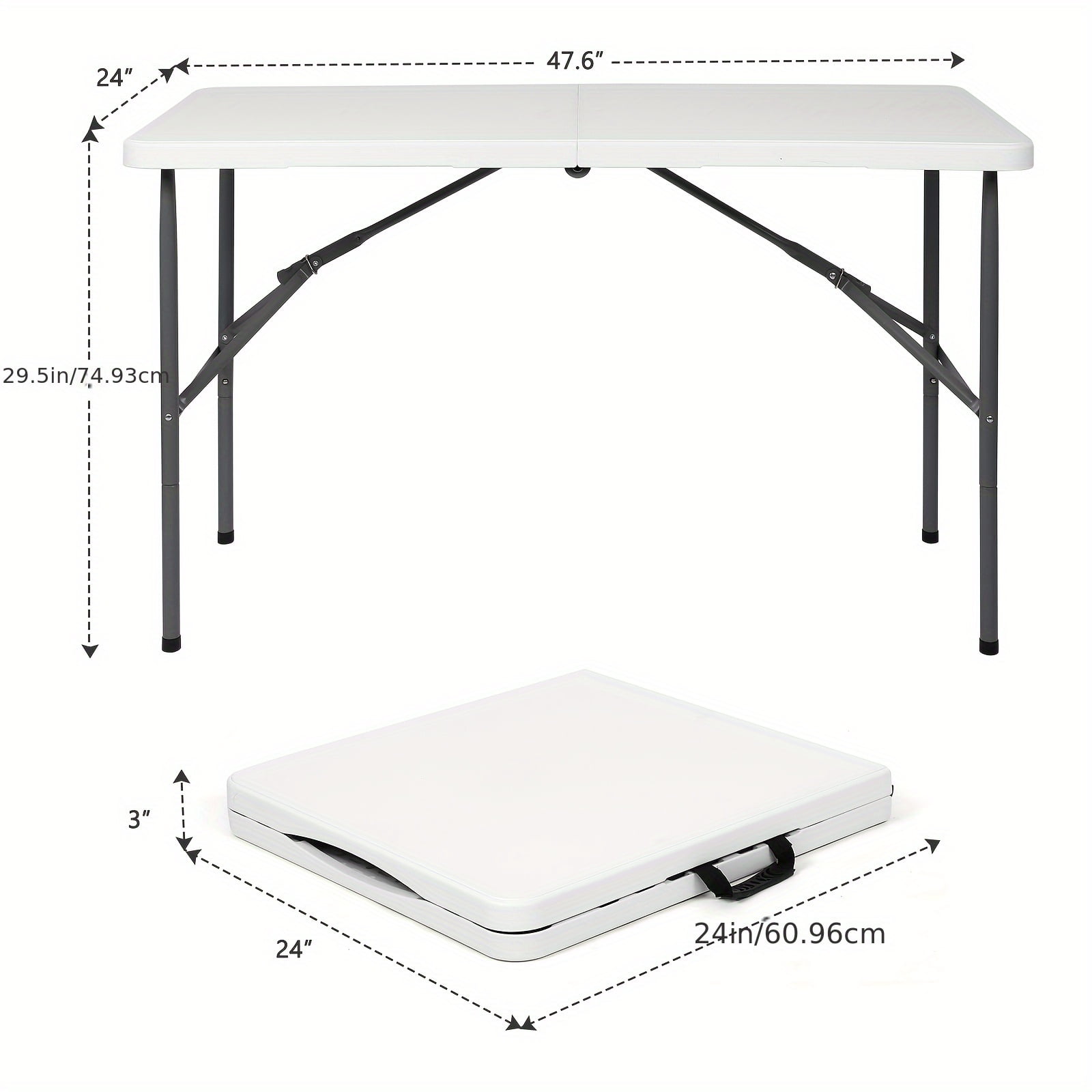 4 Feet/6 Feet Plastic Folding Table, Portable Indoor Outdoor Dining ...
