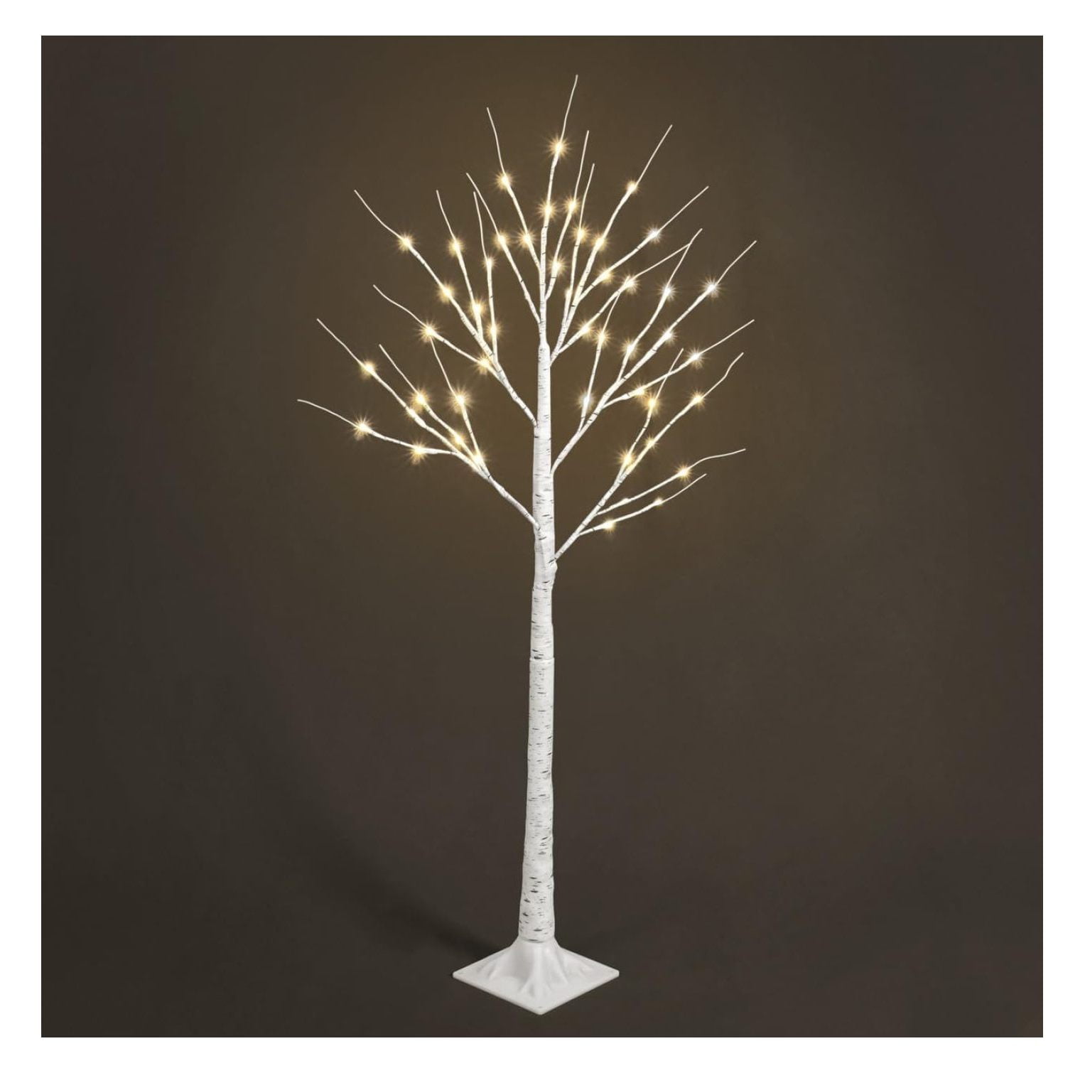 4 Feet Birch Tree w/LED Lights, 48inch Full White Light Up Tree, Full ...