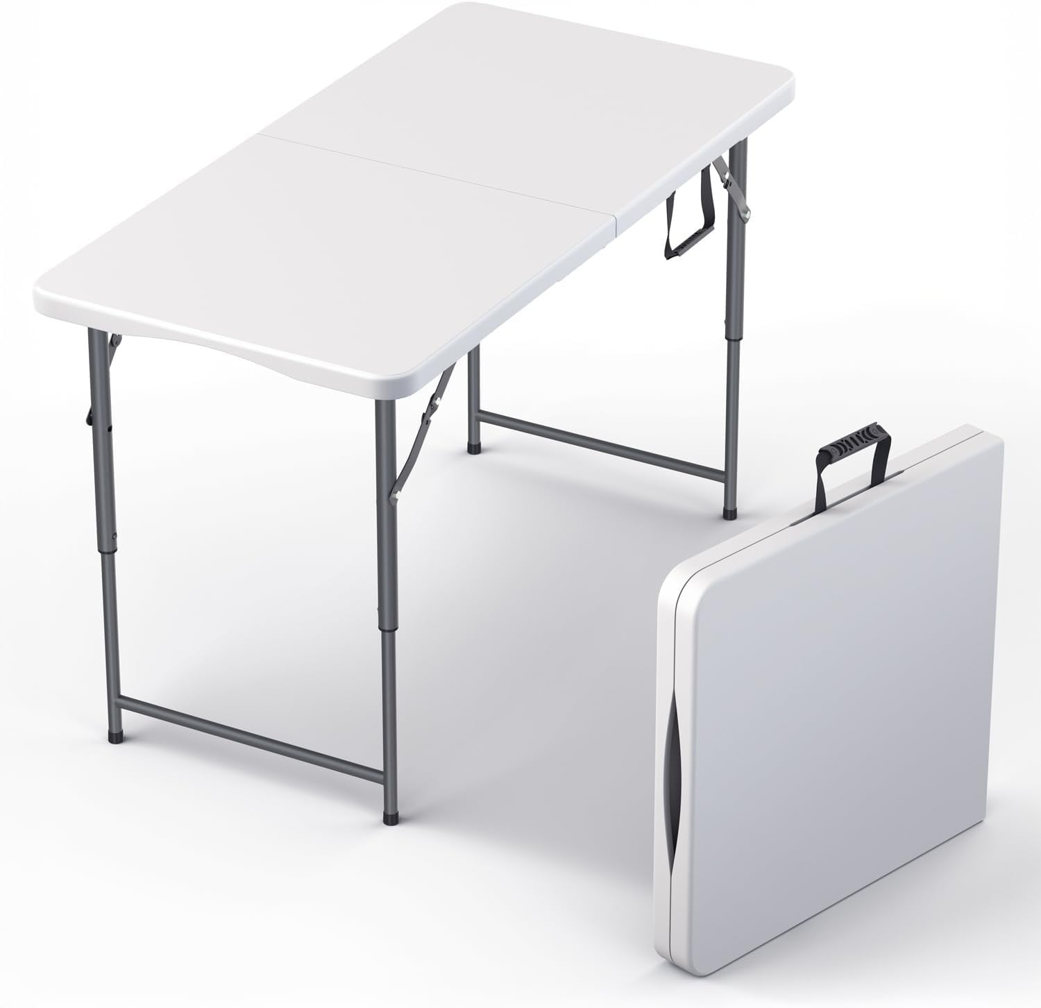 4 Feet Foldable Table Adjustable Height with Built in Handle, Steel ...