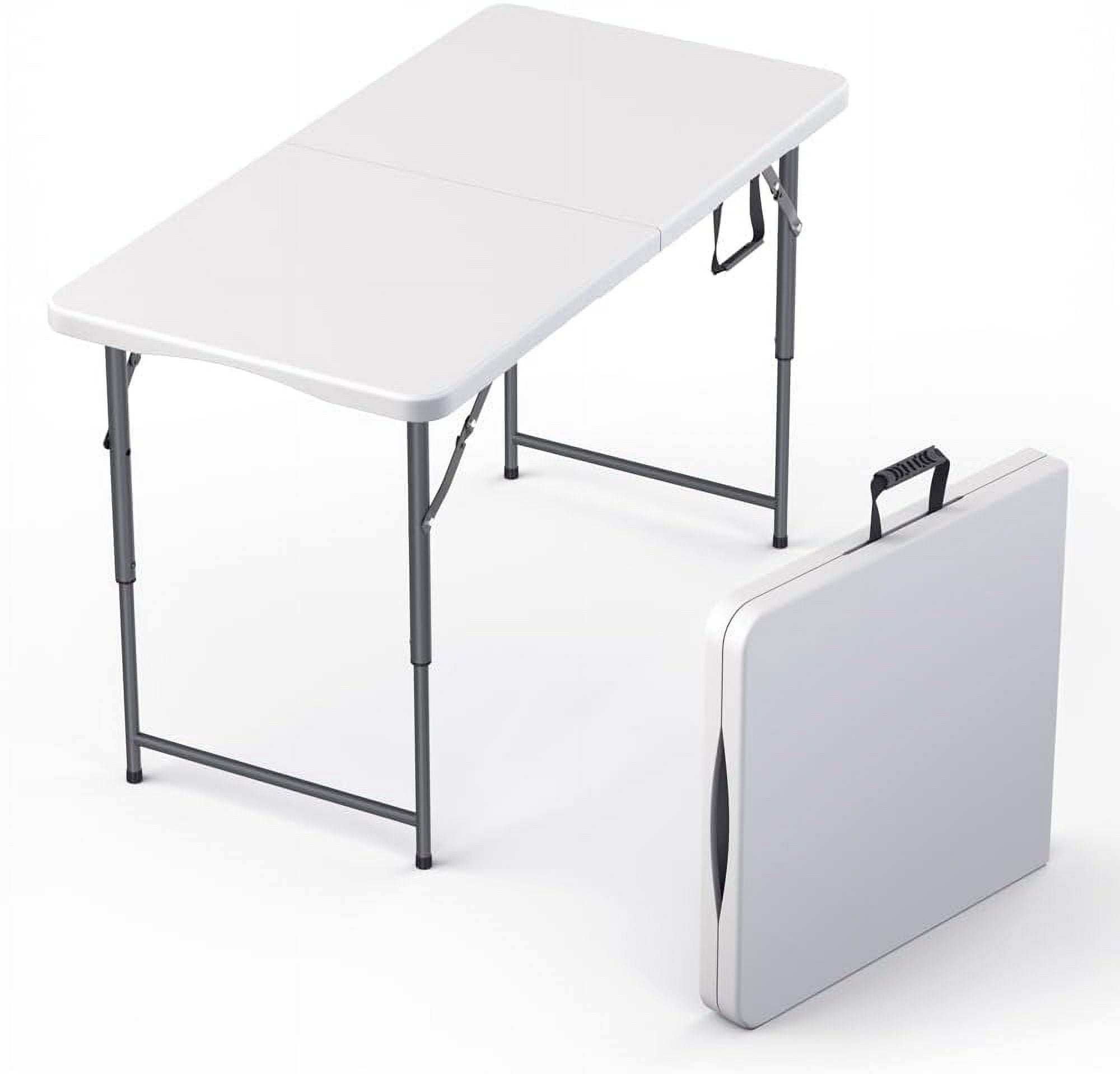 4 Feet Foldable Table Adjustable Height with Built in Handle, Steel ...