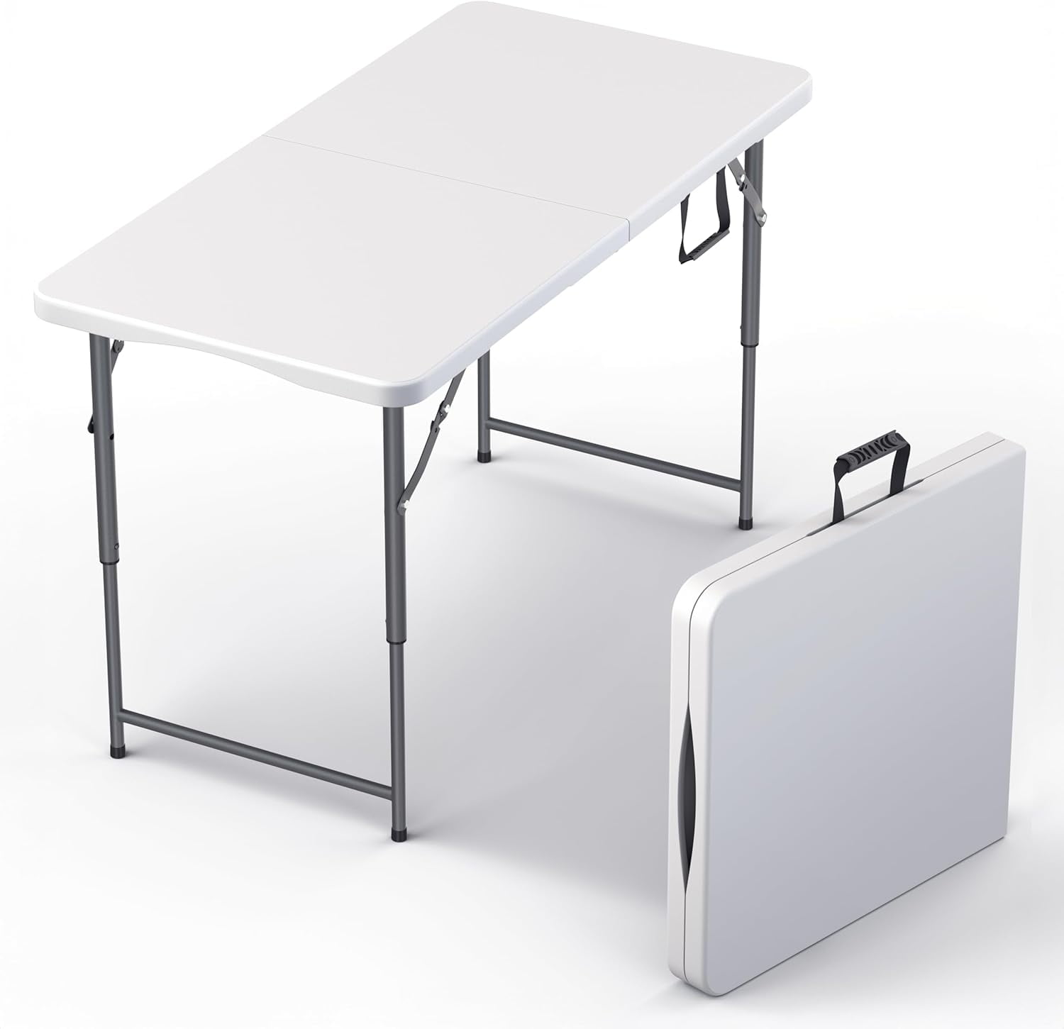 4 Feet Foldable Table Adjustable Height with Built in Handle, Steel ...