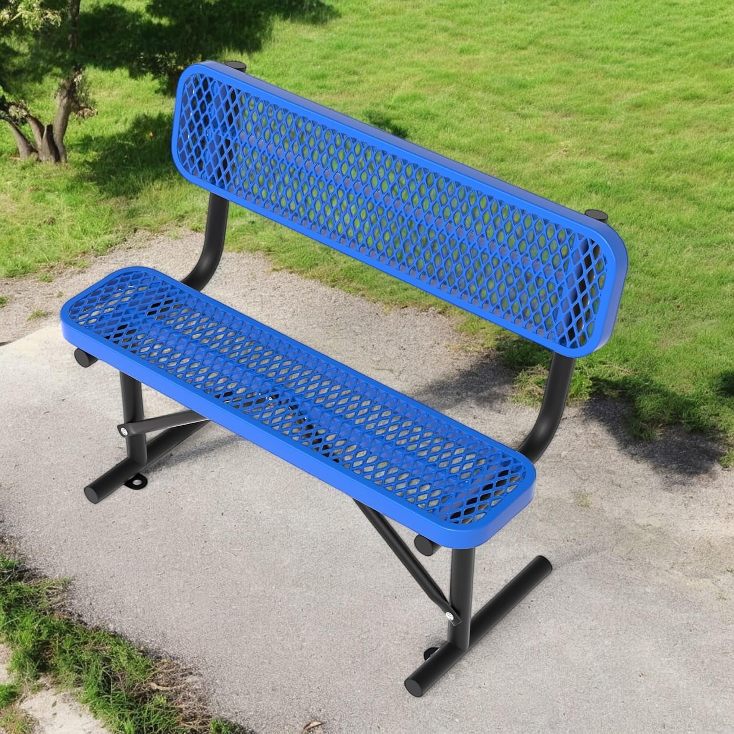 4 Feet Heavy Duty Metal Park Bench for Outside, Outdoor Steel Bench ...